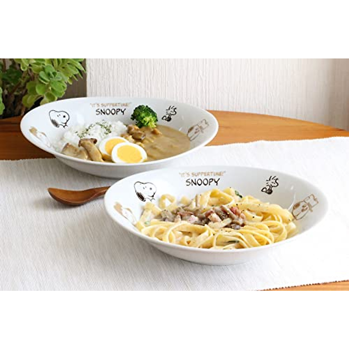 シミズ陶業(Shimizutougyou) Brownpal Snoopy Curry Pasta Plate, Set of 2