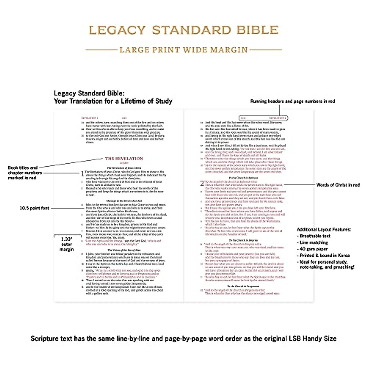 LSB Large Print Wide Margin Black Hardcover