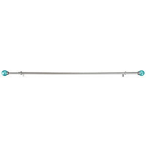 Amazon Basics Decorative 5/8" Curtain Rod with Round Finials, 48"-86", Turquoise Blue