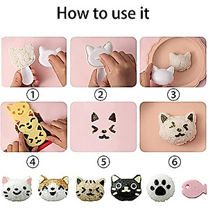 Fellibay Hofumix Bento Accessories Sushi Mold Rice Ball Mold Cartoon Cat Pattern Sushi Bento Nori Kitchen Rice Decor Kits Sandwich DIY Kitchen Tools for Baby Kids Meal