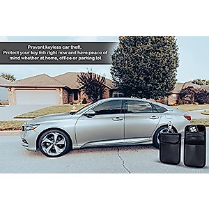 SAFALA Faraday Bags for Key Fob - 2 Pack PU Leather KeyFob RFID Signal Blocking Bag Faraday Cage Protector Anti-Theft Pouch with ID Card Holder