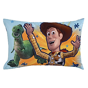 DISNEY Toy Story Power Up 2 Pack Fitted Sheet and Pillowcase Toddler Sheet Set, Blue/Green