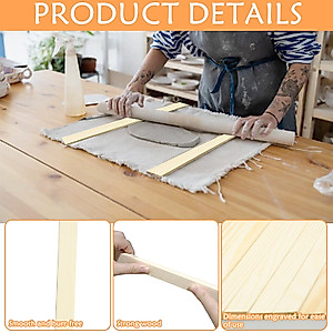 10Pcs Pottery Teaching Rolling Mud Stick Guide, Wooden Clay Rolling Pin for Clay Tools, Pottery Tools with Clay Slab Roller & Clay Guides Sticks, Ceramic Tools for Pottery Fixing Clay Thicknesses