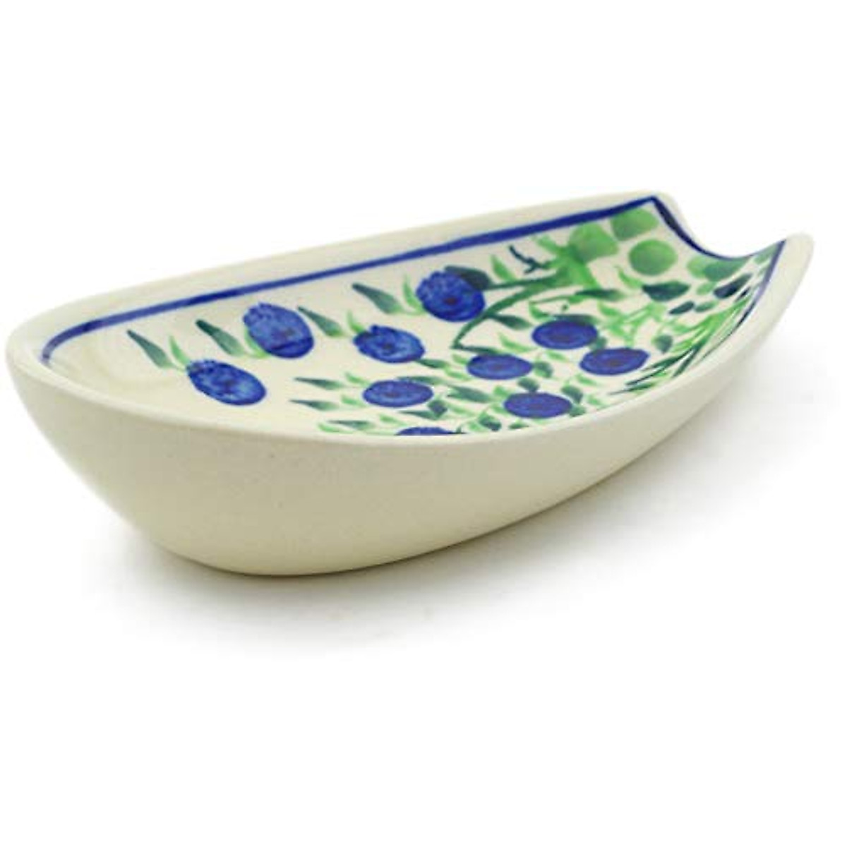 Polish Pottery 5-inch Spoon Rest (Blue Dream Theme) + Certificate of Authenticity