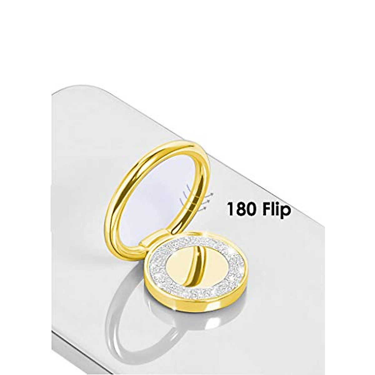 lenoup Glitter Bling Bling Phone Ring Holder,Sparkle Phone Ring Kickstand, Cell Phone Finger Ring Grip for Almost All Phones/Pad(Gold)