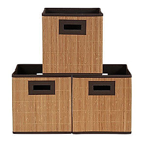 Household Essentials 3 Pack Premium Fabric Wicker Bin, Brown, 3 Count