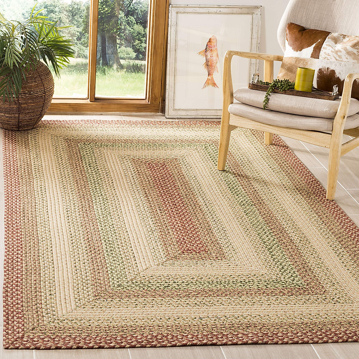 SAFAVIEH Braided Collection 4' x 6' Rust / Multi BRD303A Handmade Country Cottage Reversible Area Rug