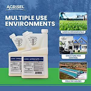 Agrisel Lambda-Cy Pro 9.7 CS Insect/Pest Control Safe for Poultry Houses, Residential & Commercial, Effective Against 55 Pests, Outdoor/Indoor, Includes 3-Pack of Agrisel Protective Gloves, 32 Ounces