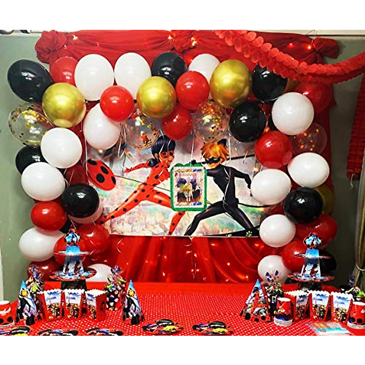 62 Pack Black White Red Chrome Gold Confetti Balloons for Graduation Casino Card Night Poker Las Vegas Wedding Birthday Party Decorations