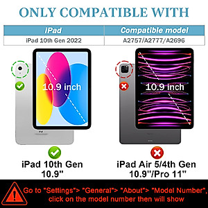 Case for iPad 10th Generation Case iPad 10.9 Case 2022 New iPad 10th Gen Case for Kids 10.9 Inch Shockproof Protective Cover with Pencil Holder & Shoulder Strap & Kickstand for Kids Children -Red Blue