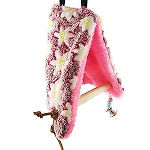 Bird Plush Perch Tent Winter Warm Triangle Hammock Nest Bed for Parrot Budgie Parakeet Cockatiel Lovebird (M)