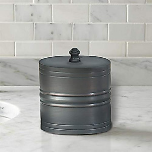 nu steel Swab/Cotton Container Bogart Canister Jar with Lid for Cosmetics and Makeup Storage, Bathroom, Countertop, Desk, and Vanity, Oil Rubbed Bronze