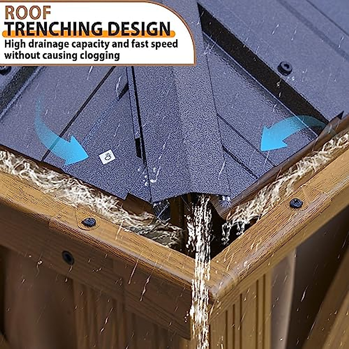 Nanonyy 12’ X 20’ Outdoor Hardtop Gazebo Galvanized Steel Double Roof Permanent Gazebos Canopy Aluminum Frame Patio Garden Gazebo with Curtains and Netting Wood Looking