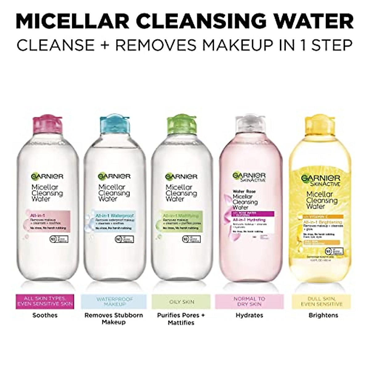 Garnier SkinActive Micellar Water with Rose Water and Glycerin, Facial Cleanser & Makeup Remover, All-in-1 Hydrating, 13.5 fl. oz, 1 count (Packaging May Vary)