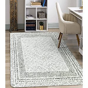 Uphome Moroccan Washable 5x7 Rug, Soft Non-Slip Boho Large Area Rug, Modern Geometric Diamond Living Room Carpet, Farmhouse Bohemian Printed Indoor Floor Mat for Bedroom Dining Sofa Nursery