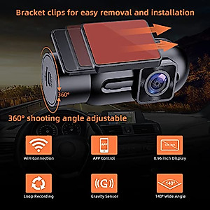 Dash Cam WiFi 1080P FHD Mini Dashcam Front,APP Control Dash Camera for Cars,0.96 Inch Screen,Night Vision,Voice Prompts,Car Camera with G-Sensor,140° Wide Angle,WDR,F1.8 Aperture,Loop-Recording