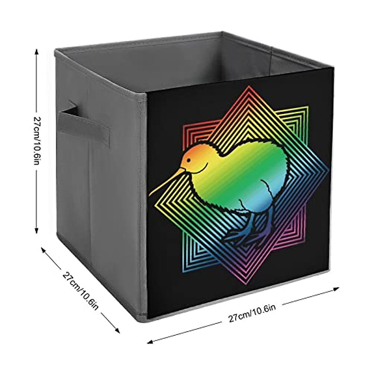 Kiwi Bird Foldable Storage Bins Printd Fabric Cube Baskets Boxes with Handles for Clothes Toys, 11x11x11