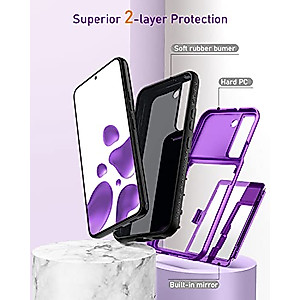 WeLoveCase Samsung Galaxy S22 Case Wallet Case with Credit Card Holder & Hidden Mirror, All-Round Protection Shockproof Phone Cover Designed for Samsung Galaxy S22 5G, 6.1 inch Purple