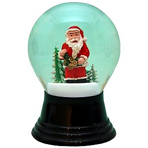 Alexander Taron Importer PR1502 Perzy Snowglobe-Medium Santa-5" H W x 3" D, Green