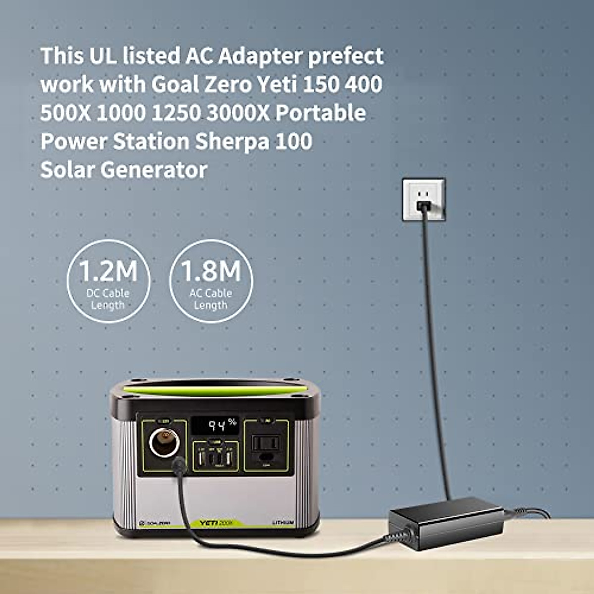 HKY 15V Ac Adapter Compatible with Goal Zero Yeti 150 400 200X 500X Portable Power Station Sherpa 100 Solar Generator PN:31901 22004 23000 Goal Zero Replacement Power Supply Cord Battery Charger…