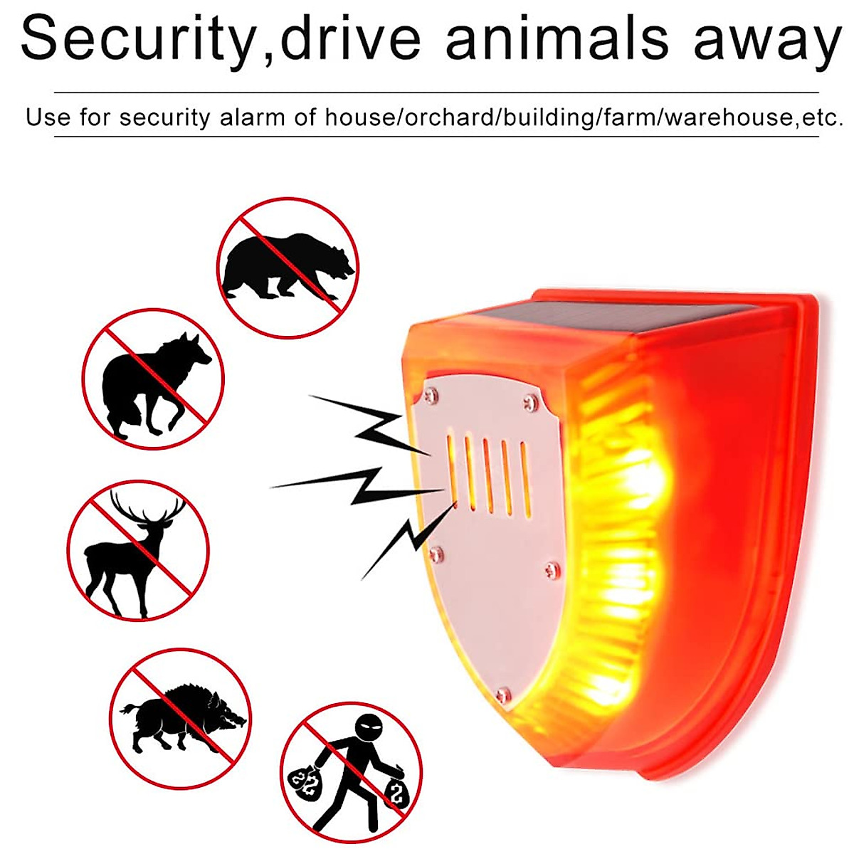 Burglar/Anti-Intrusion Trip Alarm, Solar Outdoor Indoor Sound and Light Siren, 129dB DIY Home/Camping/Portable Security Alarm for Deter intruders, Security Arming,etc. 328 Ft Pull Wire Magnetic Switch