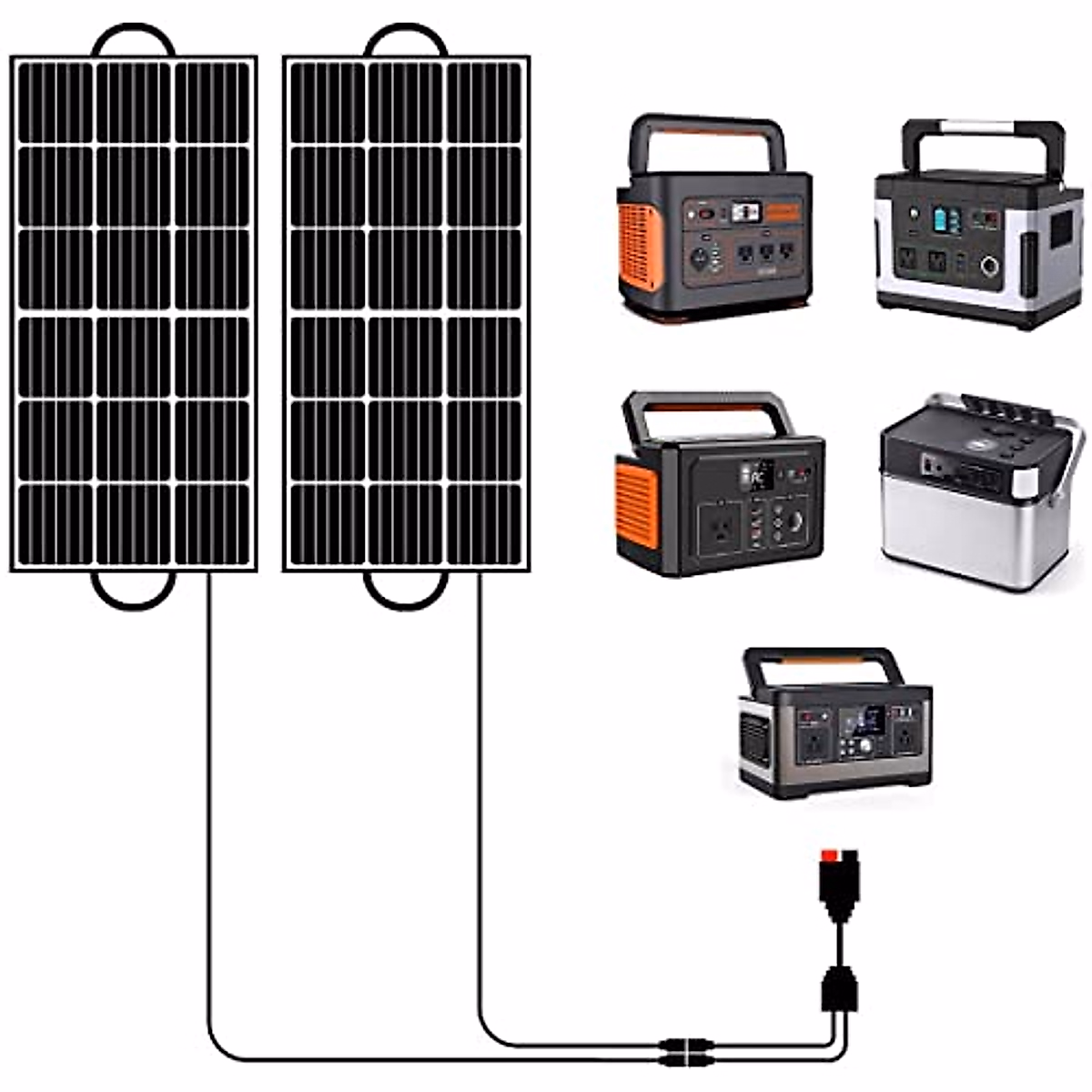 Solar Connectors DC Y Splitter Cable, Flashfish 1 Male Anderson to Dual Female 5.5mm x 2.1mm DC Power Extension Wire (Total 200W Max)