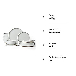 Famiware Plates and Bowls Set, 12 Pieces Dinnerware Sets, Dishes Set for 4, White