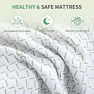 Dyonery 8 Inch Full Memory Foam Mattress, Cooling Green Tea Gel Mattress in a Box, Rayon Mattress for Breathable Sleep, Made in USA, Certipur-Us Certified, Medium Mattress, 54x75x8”
