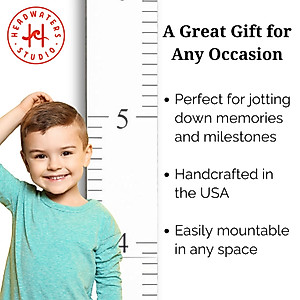 HEADWATERS STUDIO Wooden Ruler Growth Chart for Kids, Boys and Girls - Height Chart & Height Measurement for Wall - Kids Nursery Wall Decor and Room Hanging Wall Decor - Love Grows Here - White