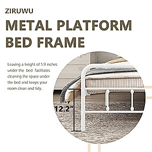 ZIRUWU Twin XL Metal Platform Bed Frame with Headboard Footboard Extra Strong Support No Box Spring Needed Noise Free Easy Assembly White