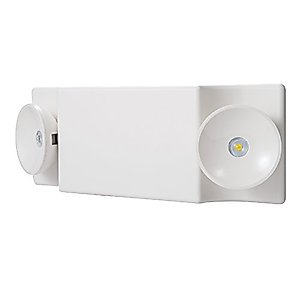 SURE-LITES White Emergency Lights, Two LED Light Heads - 50 Feet Egress Coverage, External Battery Disconnect, 120-277V, Indoor/Outdoor