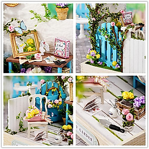 Flever Dollhouse Miniature DIY House Kit Creative Room with Furniture for Romantic Valentine's Gift (Corner of Garden)