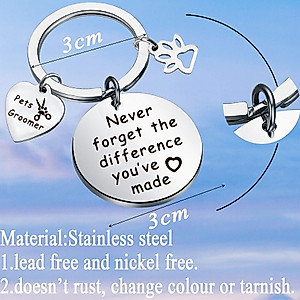 MYOSPARK Pet Groomer Keychain Dog Salon Gift Never Forget The Difference You've Made Appreciation Jewelry Pet Beautician Gift (difference pet groomer keychain)