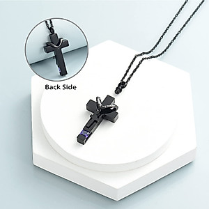 shajwo Cremation Cross Urn Necklace for Ashes Jewelry for Women Men Memorial Keepsake Birthstone Pendant for Human Pet,Purple