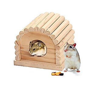 DUANY STORE Mini Wooden Hamster House, 11x10x9cm Small Animal Nesting Habitat，Hamster House Wooden Hut Play Toys Chews