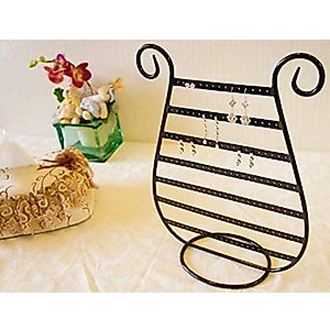 Tytroy Black Metal Harp Shaped Earring Organizer Holder (Up to 78 Pairs) Jewelry Display Stand (1 pc)