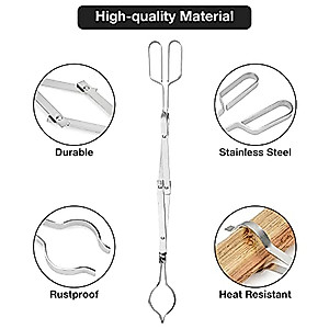 Stanbroil Heavy Duty Stainless Steel Outdoor Campfire Fireplace Tongs,Log Grabber, Fireplace Accessory for Outdoor,Picnic,Barbecue