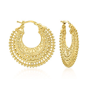 Ross-Simons Italian Embellished Hoop Earrings