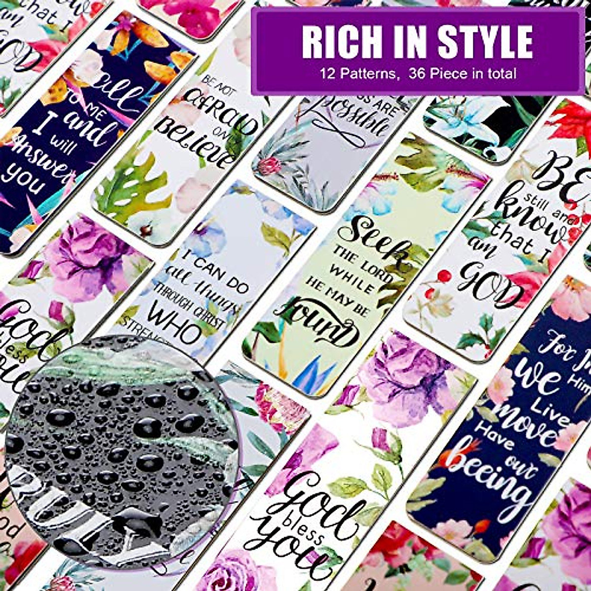 36 Pieces Magnetic Bible Verse Bookmarks Inspirational Scripture Book Markers Encouraging Flower Page Clips Presents for Women Kids Students Teachers School Home Office Supplies