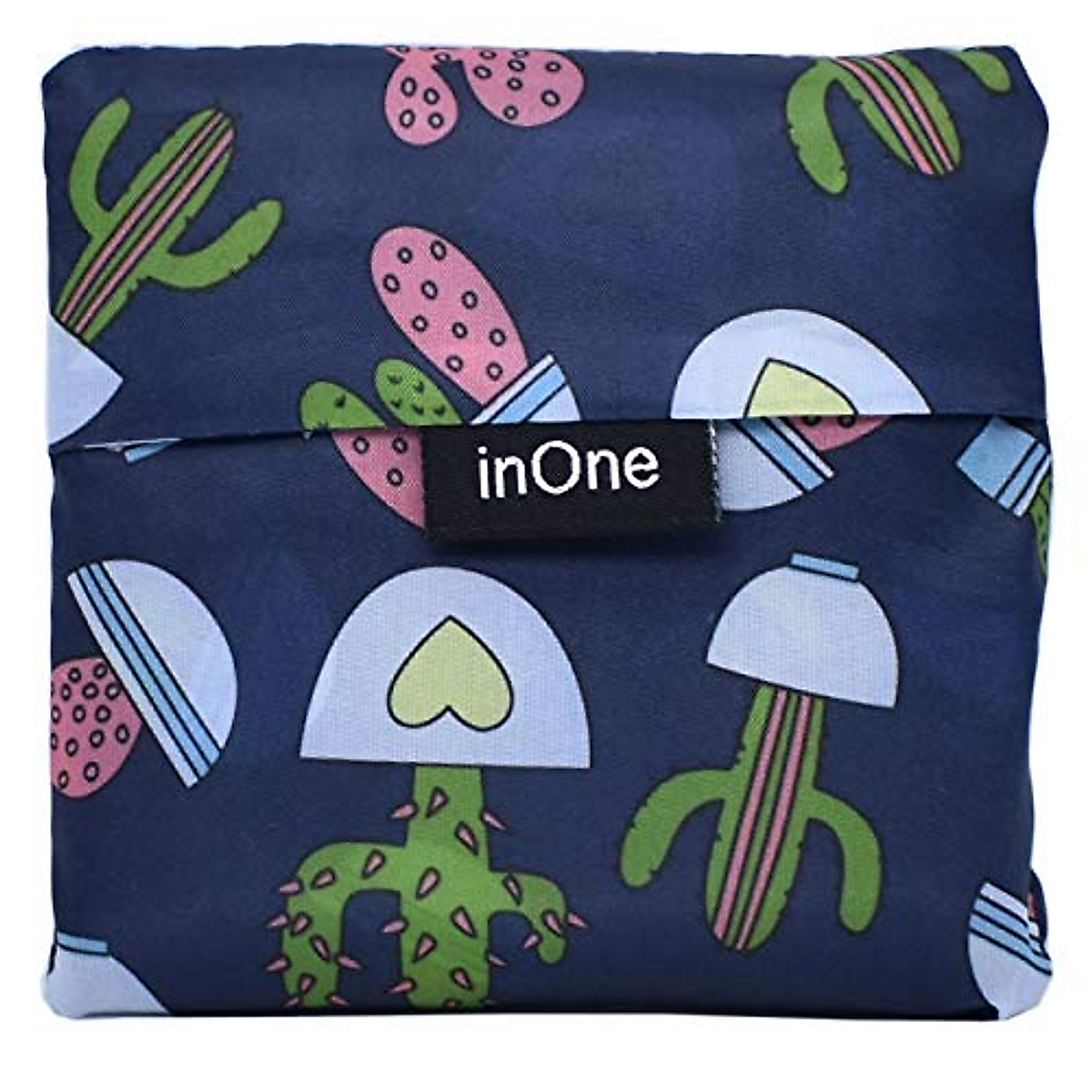 Reusable Grocery Bags Portable Fold Shopping Tote Bags with Pouch - Cactus 1 Pack