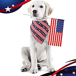 Yunison 5 Packs 4th of July Dog Bandanas Reversible Scarfts American Flag Independence Day Fireworks Pet Scarfs, Cat Bandanas for Small Medium Large Pets