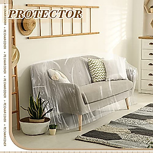 Remagr 6 Pcs Plastic Chair Covers Plastic Furniture Cover Indoor Outdoor Waterproof Clear Armchair Cover Dust Proof Armchair Cover for Moving and Storage (76 x 46 Inch)