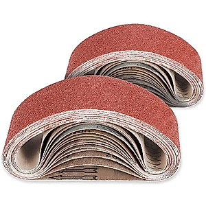 Jellas 26PCS 3 x 21-Inch Aluminum Oxide Sanding Belts, 40/60/80/120/180/240 Assorted Grits Abrasive Belts for Belt Sander