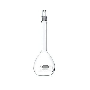 PYREX Class A Volumetric Flask with PYREX Glass Standard Taper Stopper – Borosilicate Glass Flask – Glass Chemistry Flask for Laboratory, Classroom or Home Use - PYREX Lab Glassware, 1/Pk