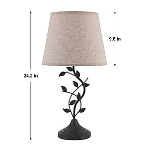 Kakanuo USB Charging Bedside Nightstand Lamp for Living Room and Bedroom - Traditional Tall Retro Desk Lamp with USB-A and USB-C Ports