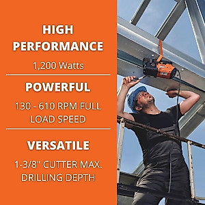 Fein JMC Magforce 90 Magnetic Base Drill with Brushless Motor for Work in Hard-to-Reach Areas - 1,200W, 1-3/8" HSS Cutter Max. Diameter, 1-3/8" Cutting Depth - 72732362090