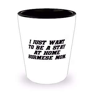 I Just Want to Be a Stay at Home Burmese Mom. Shot Glass, Burmese Cat Ceramic Cup, Cute For Burmese Cat