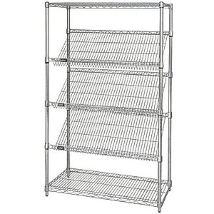 Omega 18" Deep x 36" Wide x 54" High 5 Tier Black Slanted Wire Shelf Starter Shelving Unit
