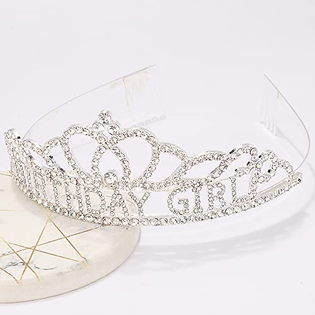 AOPRIE Diane Birthday Crowns for Women Silver Tiaras for Girls Crowns for Girls Rhinestone Crystal Decor Headband