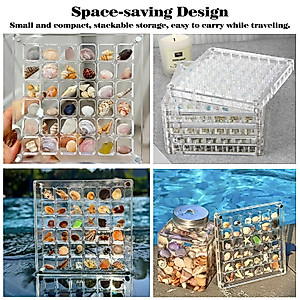 Acrylic Magnetic Seashell Display Box,Seashell Storage Box Display Case Decorative Gemstone,Clear Acrylic Organizer Box,Craft Storage Container Beads Organizer for Bead,Nail Art DIY Jewelry (36 Grids)